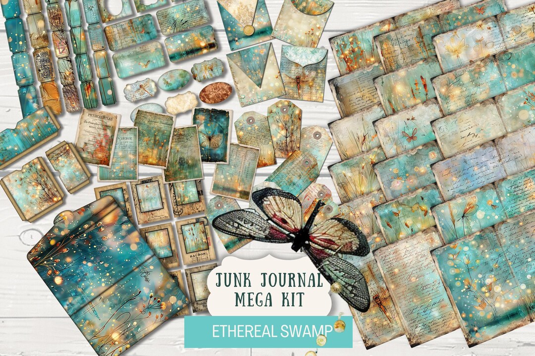Ethereal Swamp Junk Journal Kit Printable Papers Tags Tickets Envelopes ...