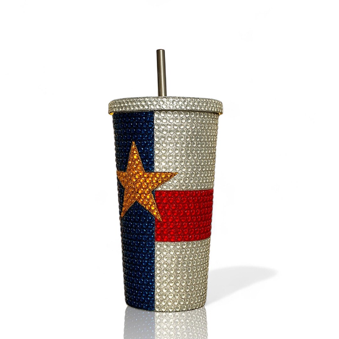 Bling Texas State Flag Starbucks Coffee Tumbler Straw, Custom Name ...