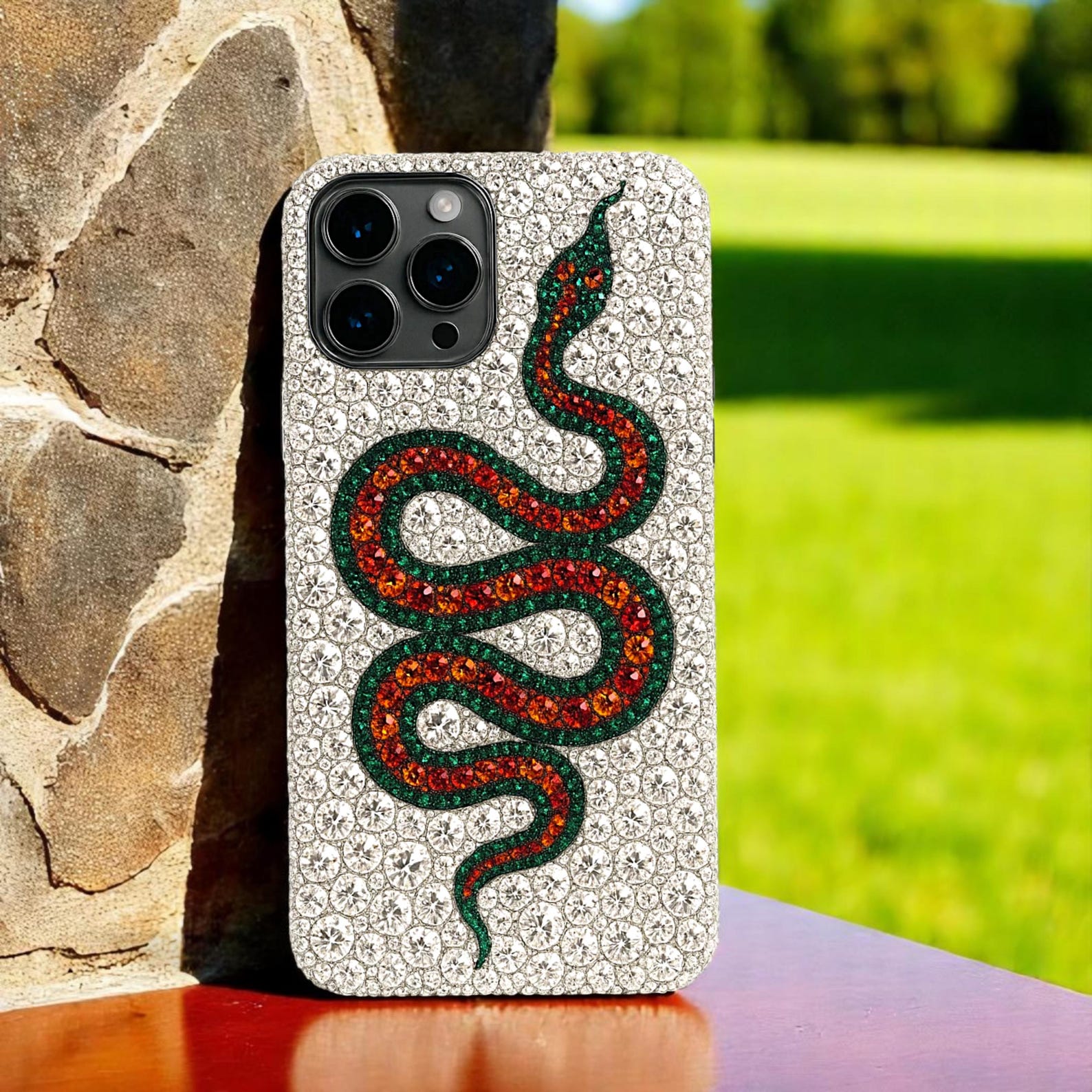 Bling Snake Phone Case for iPhone 17 16 15 14 13 Air Pro Max, Samsung ...