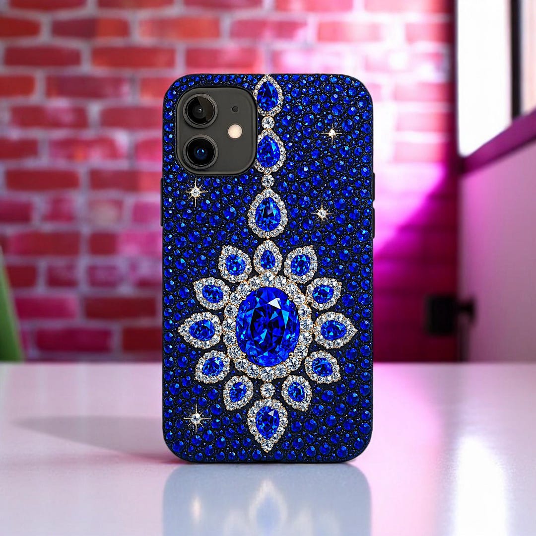Luxury Blue Crystal Rhinestone iPhone 11 Case – Sparkling Gemstone ...