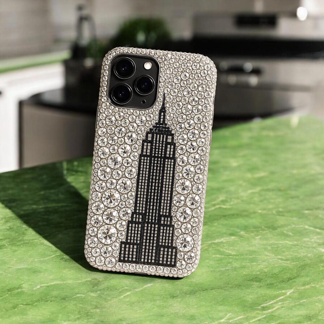 Rhinestone Empire State Building Phone Case for iPhone 13 14 15 16 Pro ...