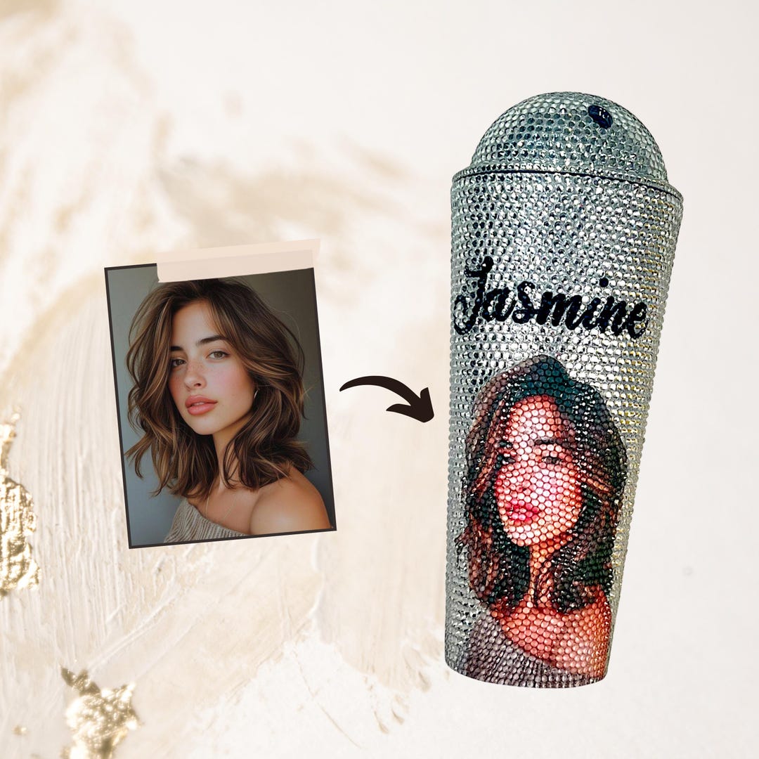 Custom Photo Name Bling Starbucks Coffee Tumbler, Personalized Portrait ...