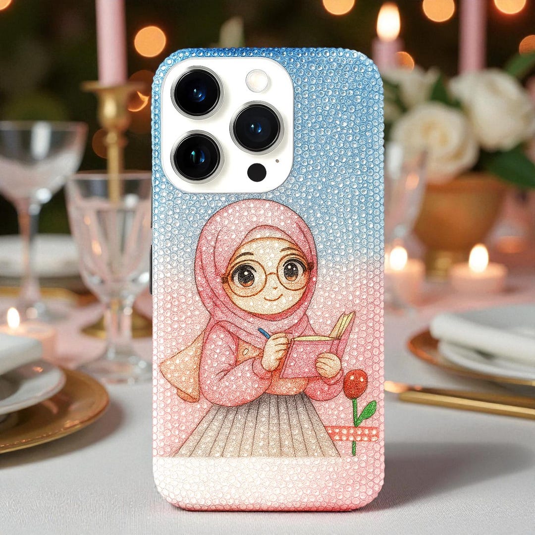 Rhinestone Muslim Girl Hijab Phone Case for iPhone 17 16 15 14 13 Air ...