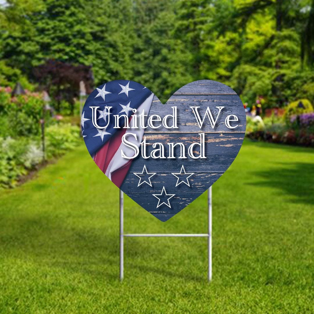 Independence Day Heart Yard Sign: Patriotic American Flag Decor - Etsy