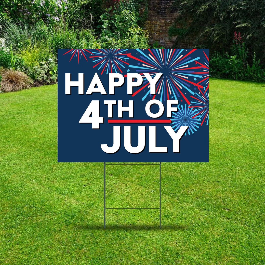 Happy 4th of July Firework Yard Sign With Metal Stake - Etsy