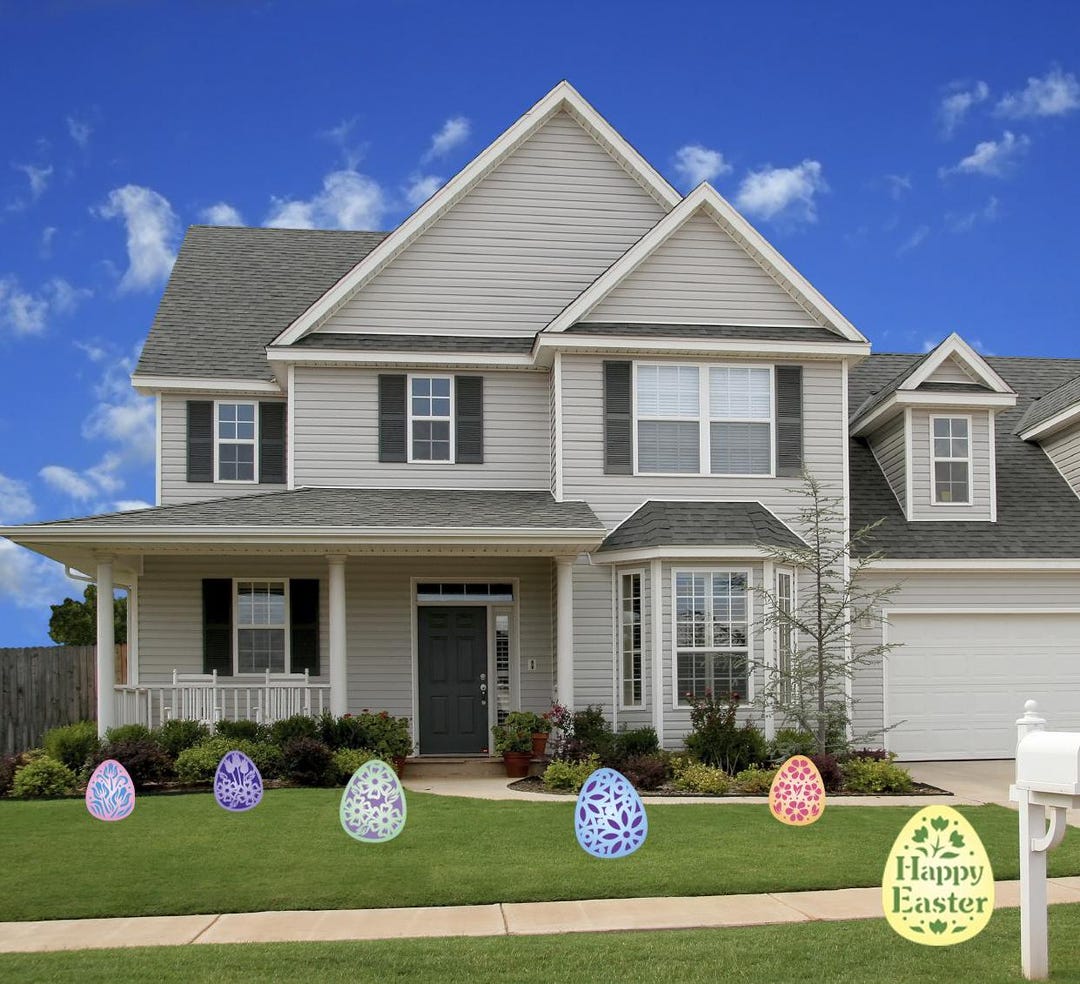 Easter Egg Yard Signs, Set of 6 Multiple Sizes, Comes With Metal Stakes ...