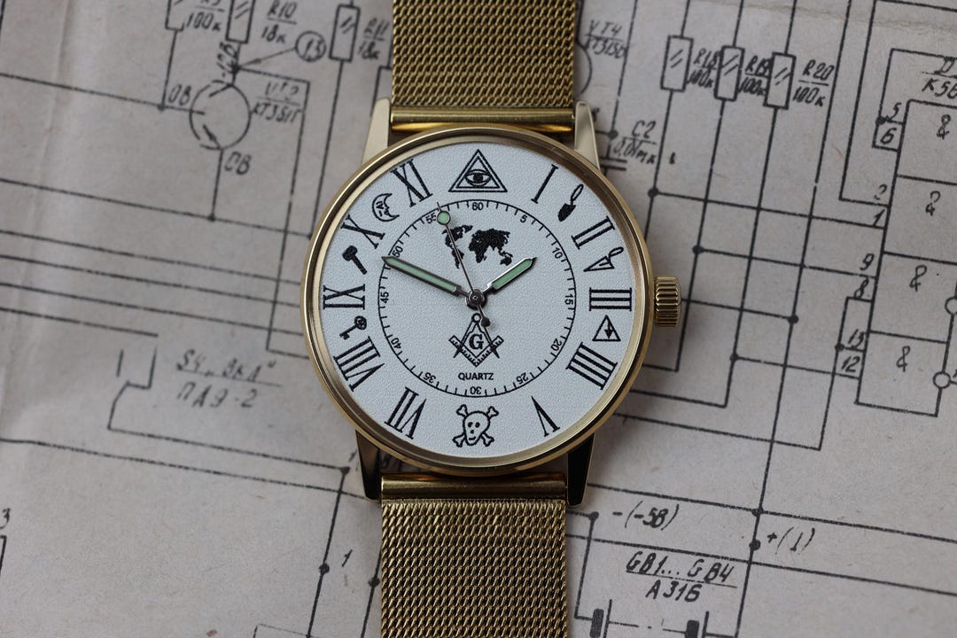 Watch Masonic Symbol, Anniversary Gift, Quartz Watch, Groomsmen Gift ...