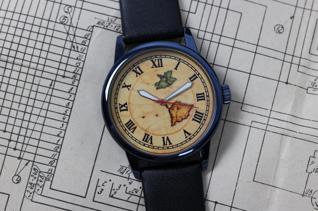 Vintage "traveler" Men's Watch: Retro Map Wristwatch, Quartz Movement ...