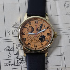 Vintage Men's "space" Watch: Quartz Map Wristwatch, 40mm - Etsy