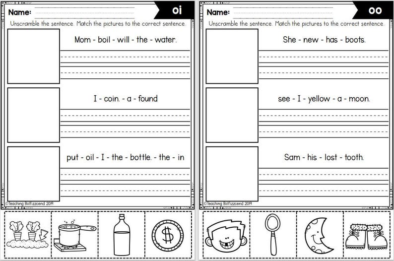 150+ Phonics Sentence Building Worksheet SET - Etsy