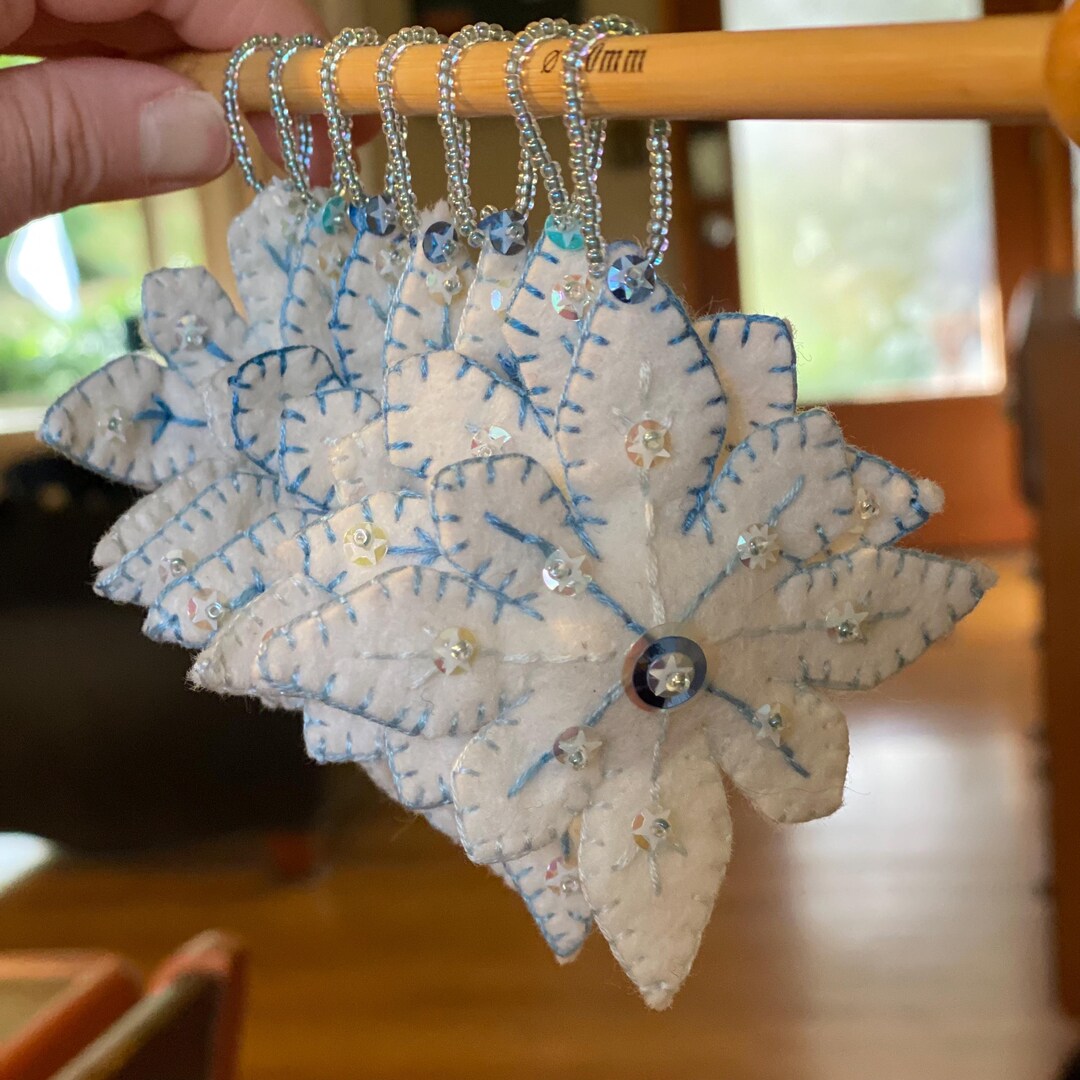 Felt Snowflake Ornament With Sequin and Beads - Etsy