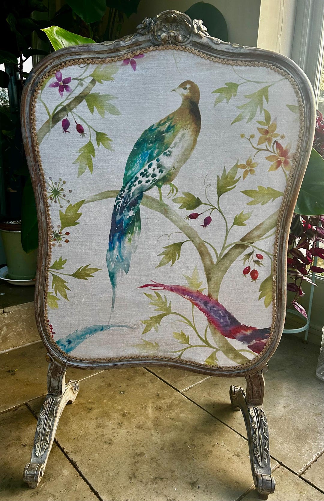 Antique French Screen Covered With Velvet Voyage Fabric - Etsy