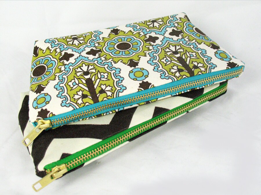 Elizabeth Zipper Clutch - Teal Metal Zipper - Etsy