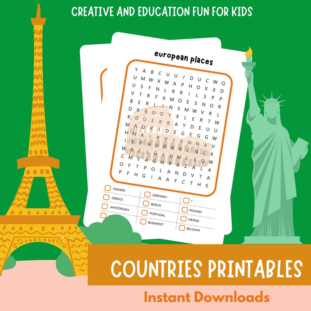 Countries and Capitals - Themed Word Searches for Kids – Americas ...