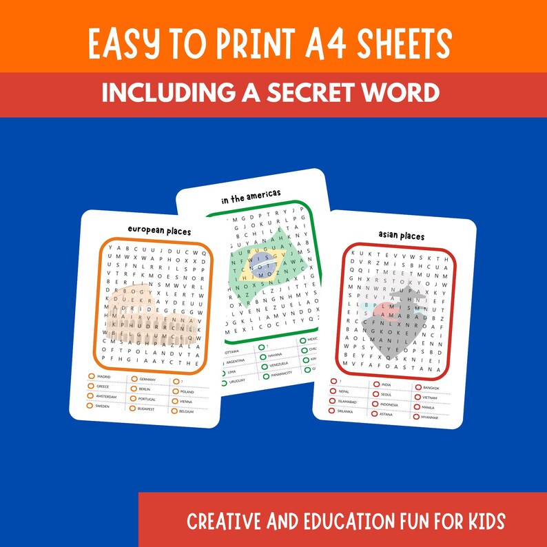 Countries and Capitals - Themed Word Searches for Kids – Americas ...