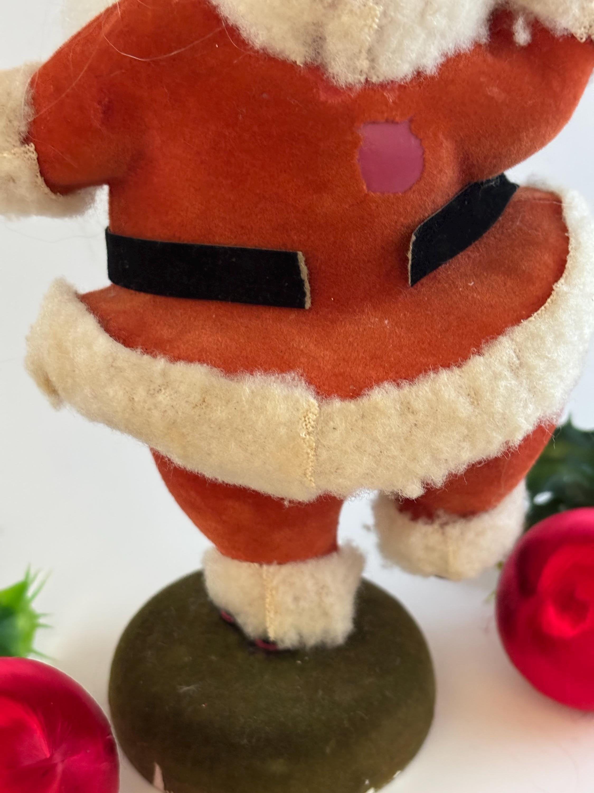 Vintage 1960's Flocked Dancing Santa Figure, Kitschy Mid Century Waving ...