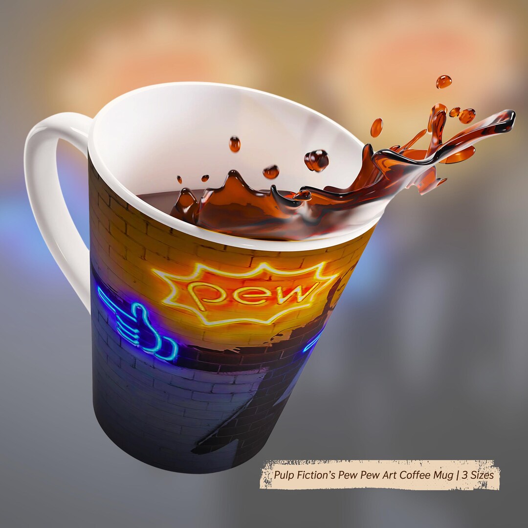Pulp Fiction Pew Pew Coffee Mug, Tarantino Pop Art Mug, Gift for Movie ...