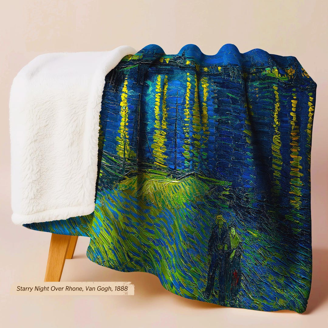 Van Gogh Starry Night Blanket, Sherpa Fleece Blanket, Soft Cozy Art ...