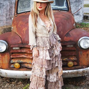 Vintage-inspired Shabby Boho Chic Ruffle Jacket - Handmade Lace Layered ...