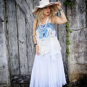 Vintage Levis Denim Top, Cottage Core Boho Tunic, Pearls, Bohemian ...