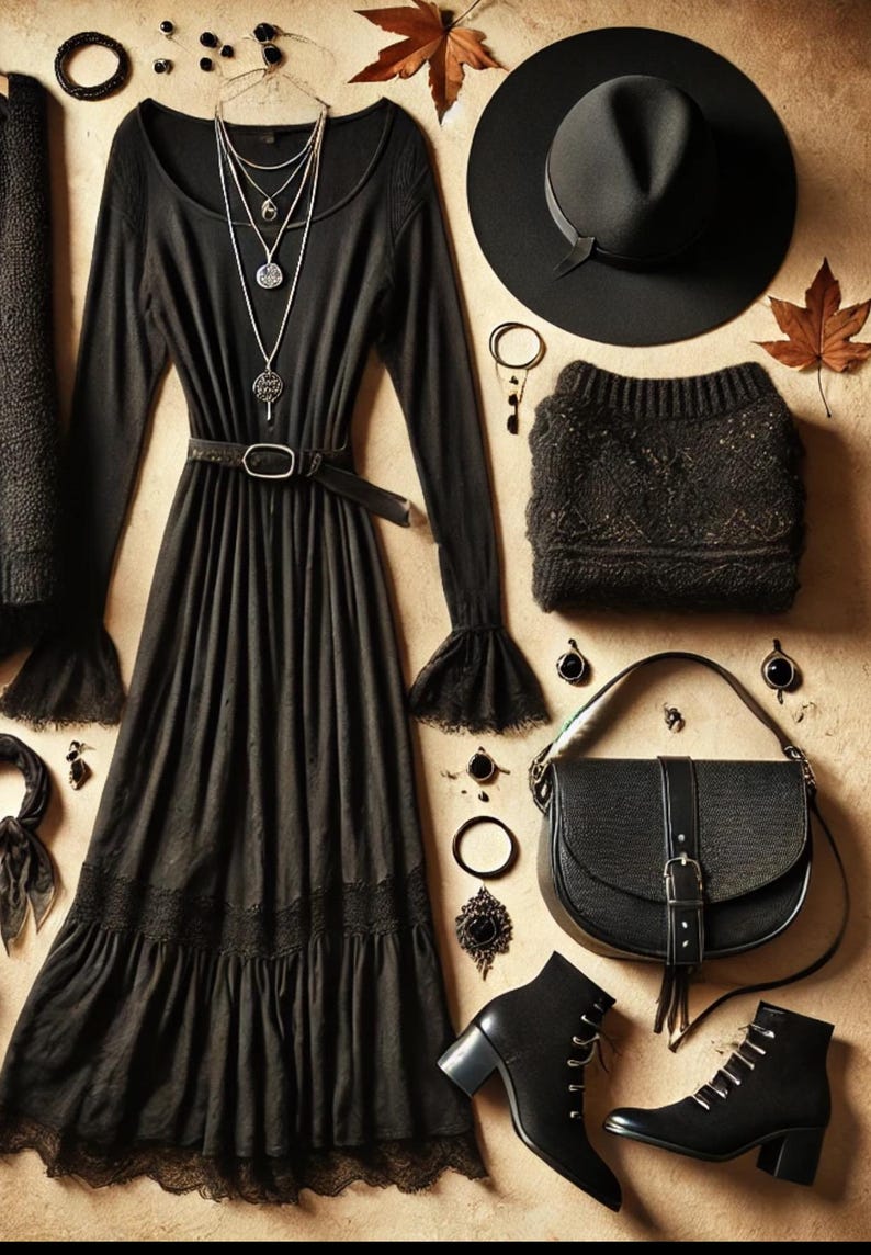Black Boho Whimsigoth Witchcore Clothing Bundle: Size Medium Thrifted ...