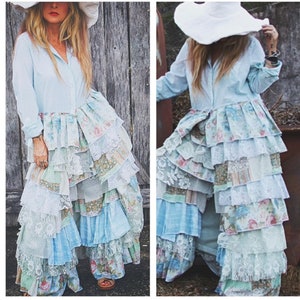 Vintage-inspired Shabby Boho Chic Ruffle Jacket - Handmade Lace Layered ...