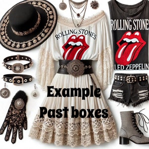 Rocker Rock Star Wife Aesthetic Curated Style Box, Boho Festival Vibe ...