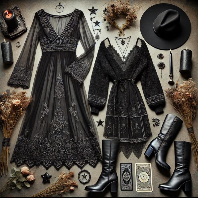 Black Boho Whimsigoth Witchcore Clothing Bundle: Size Medium Thrifted ...