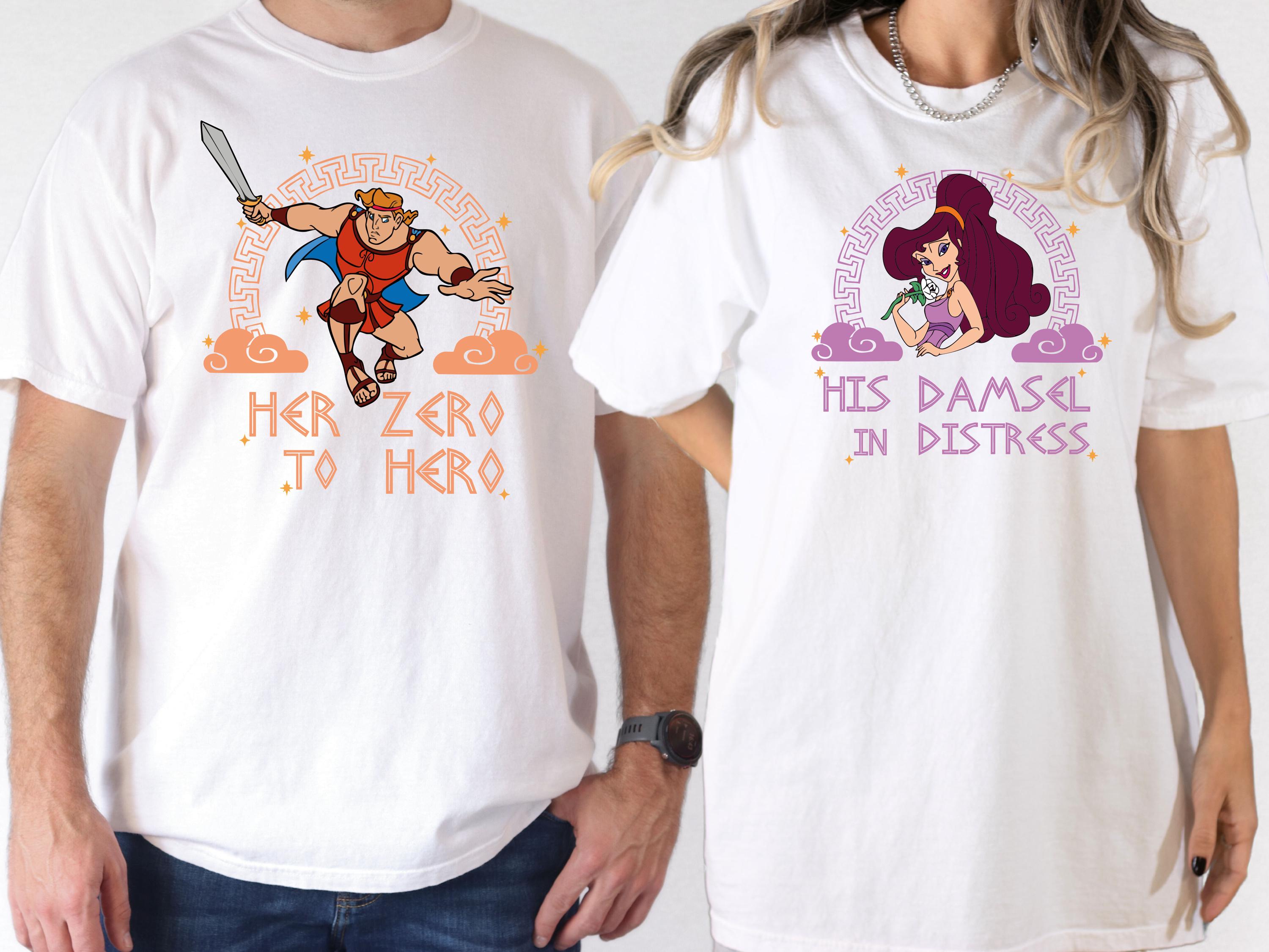 Her Zero to Hero His Damsel in Distress Shirt, Hercules & Megara Shirt ...