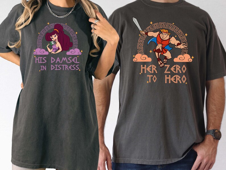 Her Zero to Hero His Damsel in Distress Shirt, Hercules & Megara Shirt ...