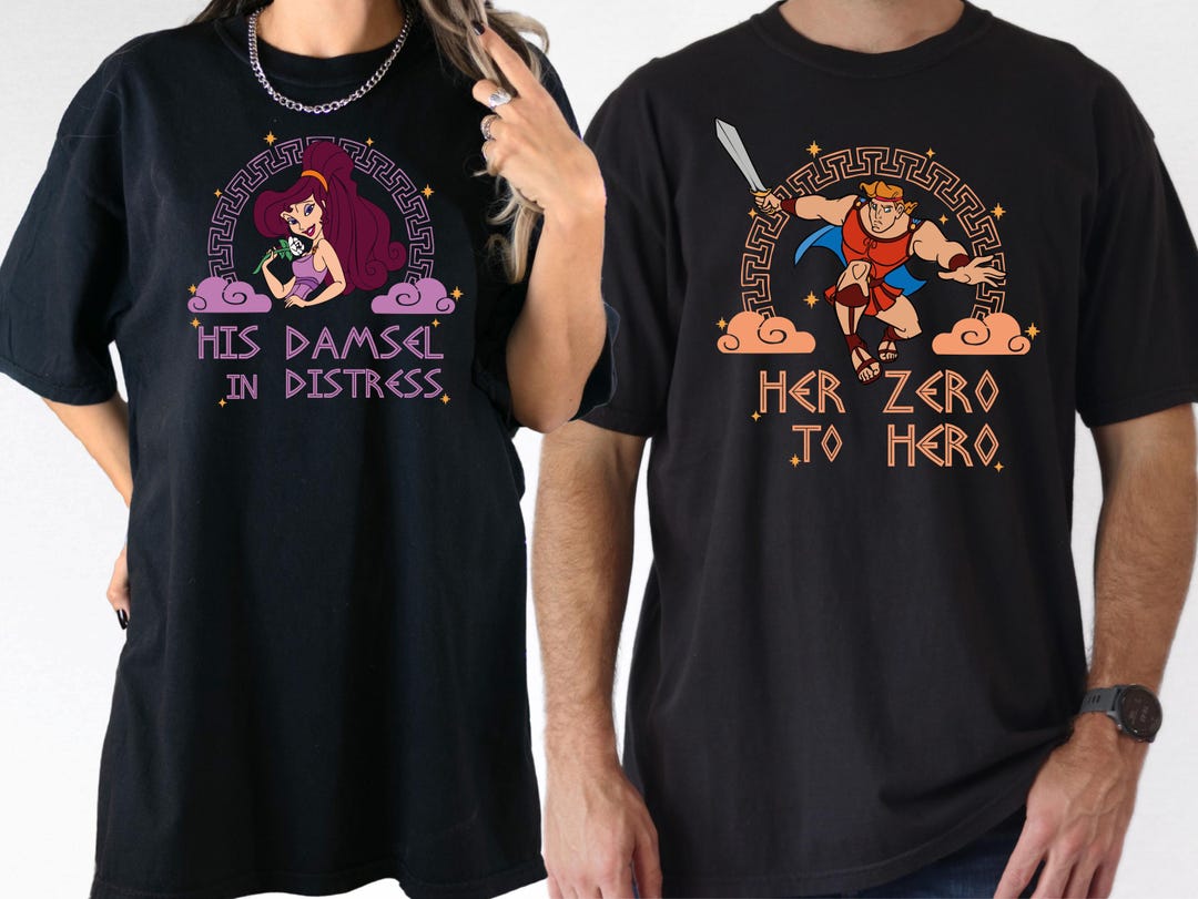 Her Zero to Hero His Damsel in Distress Shirt, Hercules & Megara Shirt ...
