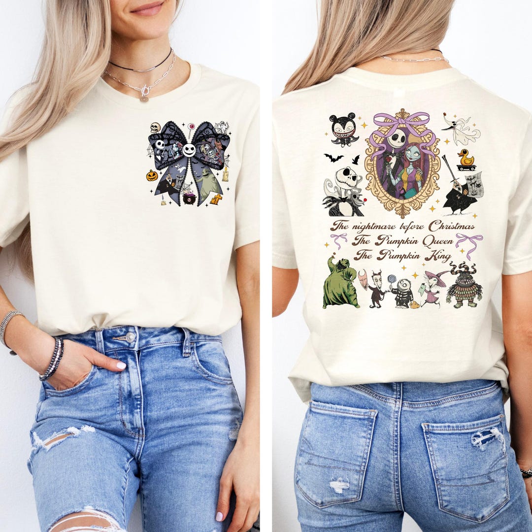 Disney Coquette Bow Nightmare Before Christmas Halloween Shirt ...