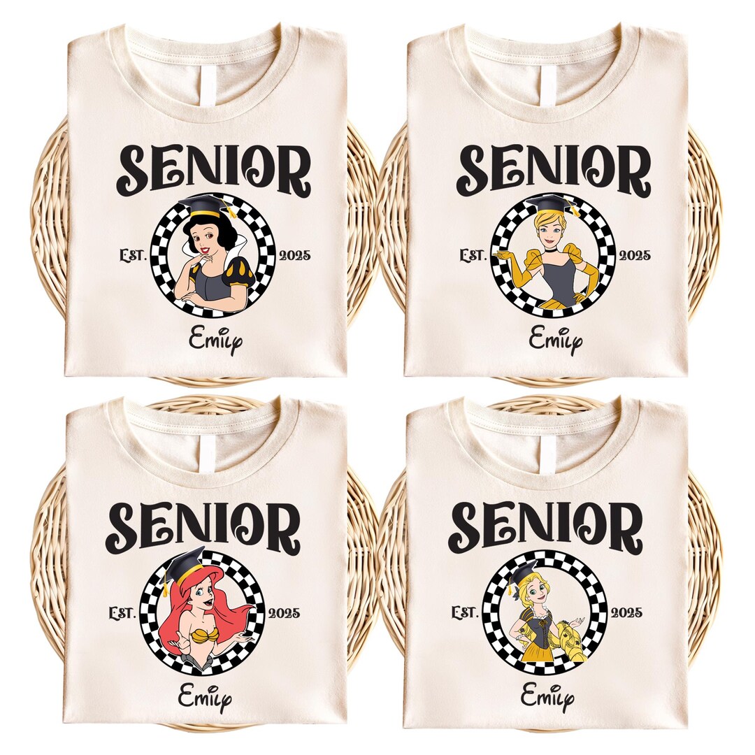 Custom Disney Princess Senior 2025 Shirt, Disney Graduation Matching T ...