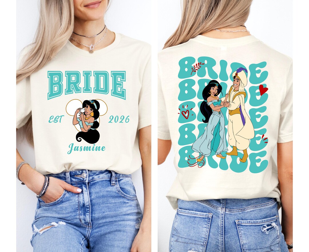 Custom Bride Princess Jasmine Shirt, Disney Bride Jasmine and Groom ...