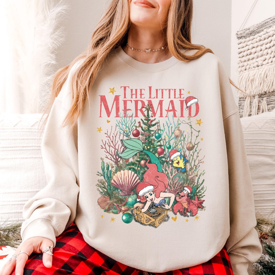 Disney the Little Mermaid Christmas Shirt, Disney Princess Christmas ...