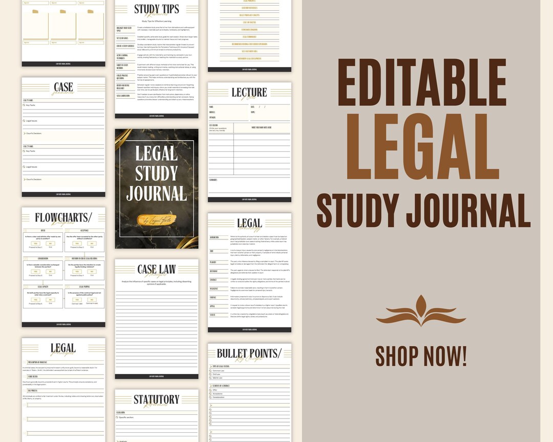 Law School Planner | 60 Pages Editable Law Student Study Journal ...