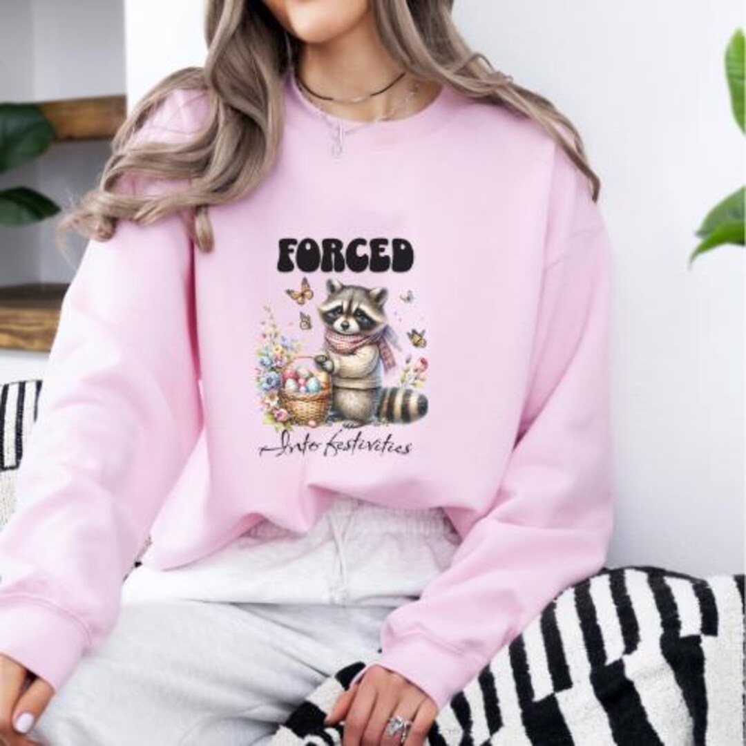 Funny Easter Sweatshirt Grumpy Raccoon Jumper | Forced Into Festivities ...