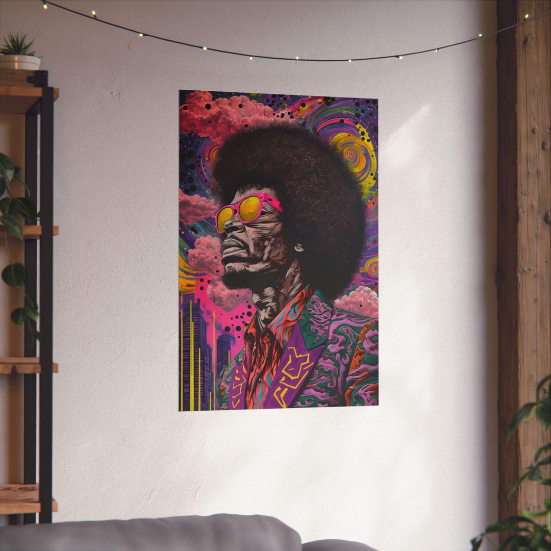 Music Icon Jimi Hendrix Matte Vertical Poster, Wall Art Decor, Rock ...