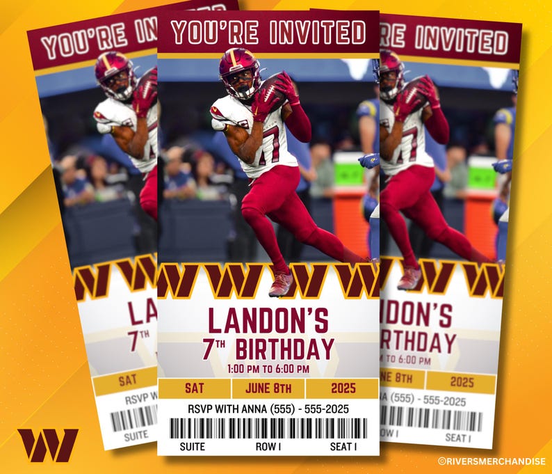 Washington Commanders Style Ticket Invitation, Commanders Ticket Invite ...