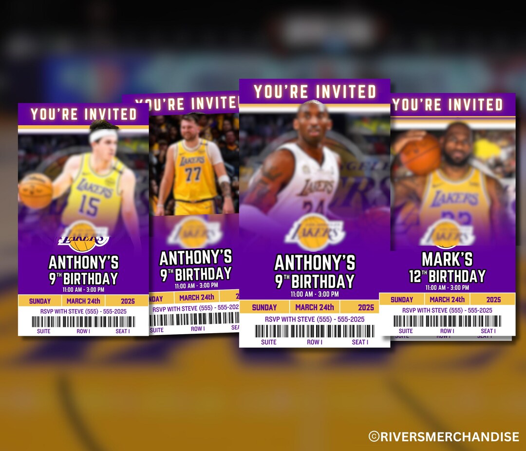 Los Angeles Lakers Ticket Invitation, Lakers Ticket Invite, Luka Doncic ...
