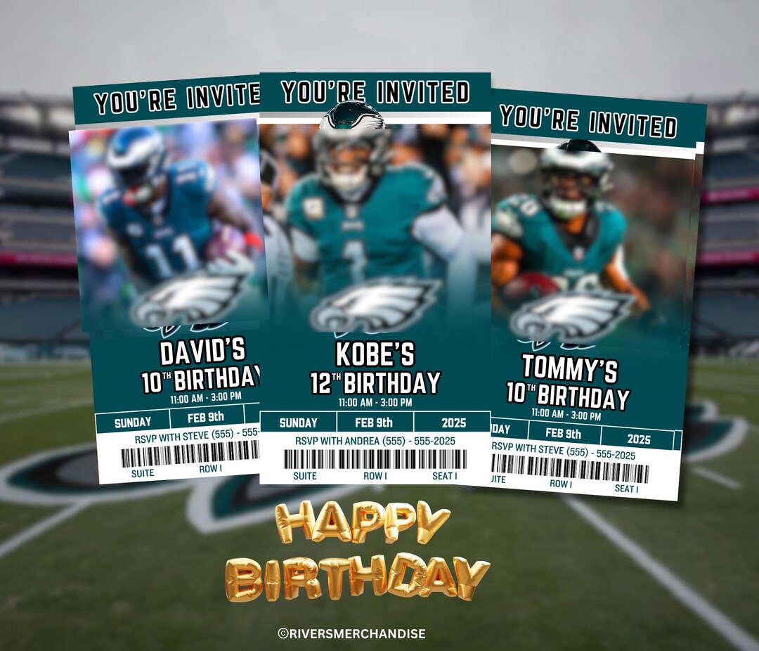 Philadelphia Eagles Style Ticket Invitation, Eagles Ticket Invite ...