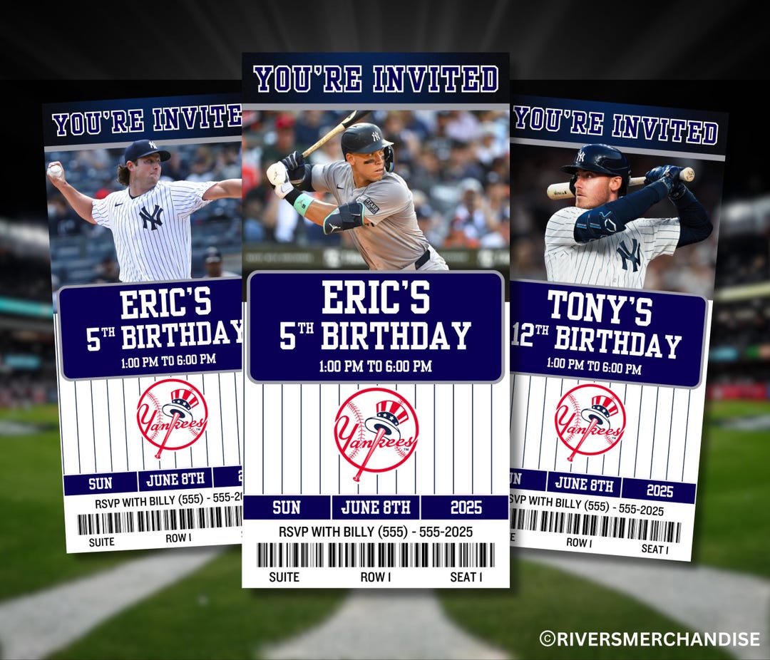 New York Yankees Style Ticket Invitation, Yankees Ticket Invite ...