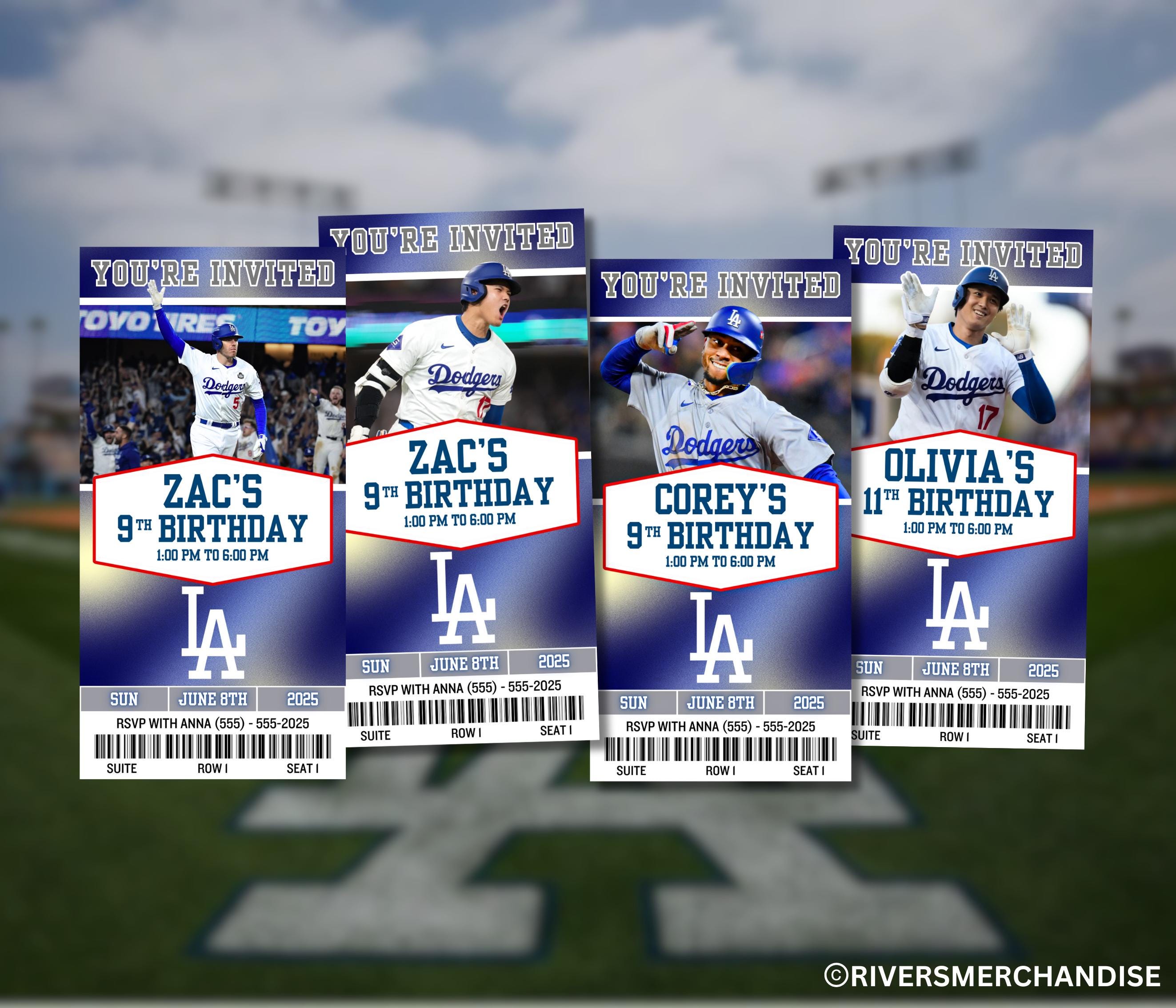Los Angeles Dodgers Style Ticket Invitation, Dodgers Ticket Invite, LA ...