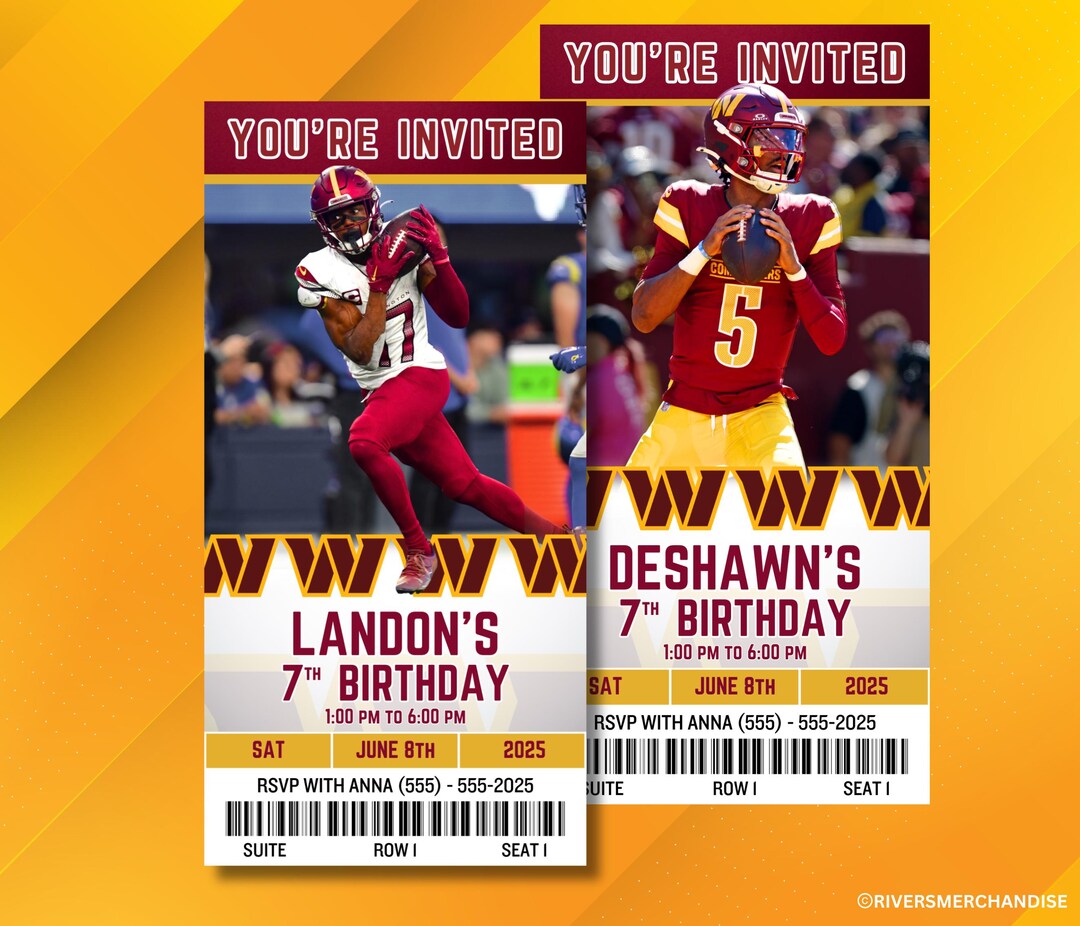 Washington Commanders Style Ticket Invitation, Commanders Ticket Invite ...
