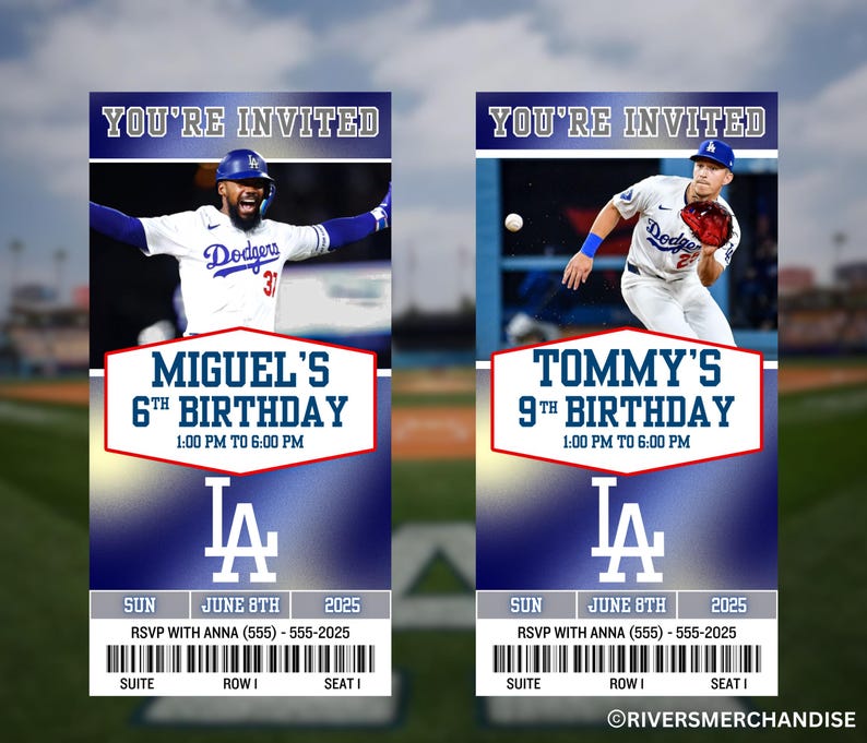 Los Angeles Dodgers Style Ticket Invitation, Dodgers Ticket Invite, LA ...