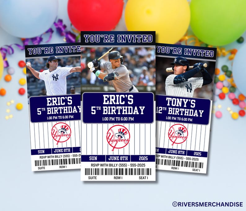 New York Yankees Style Ticket Invitation, Yankees Ticket Invite ...