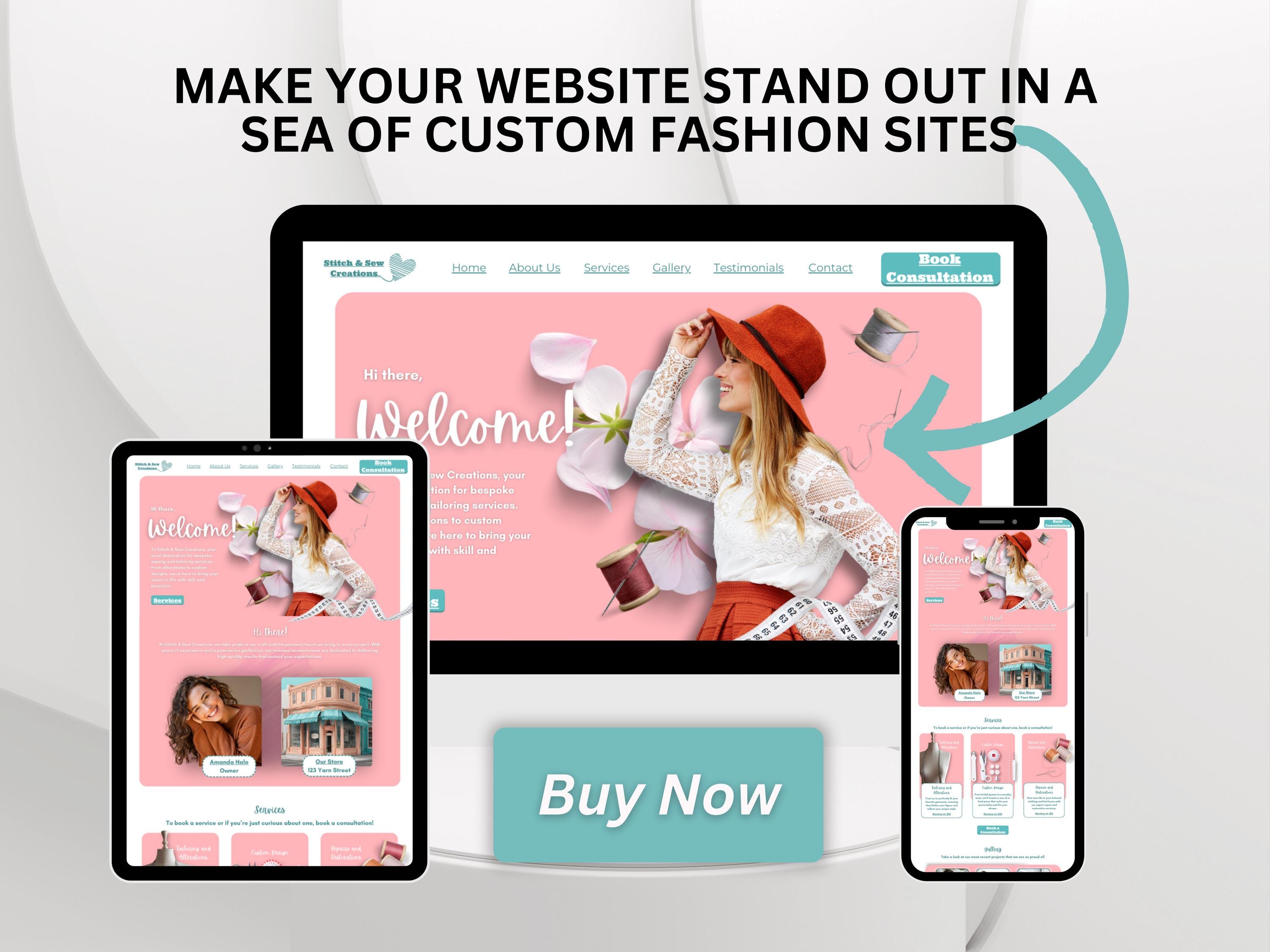 Seamstress Website Template | Tailor Website Canva Landing Page ...