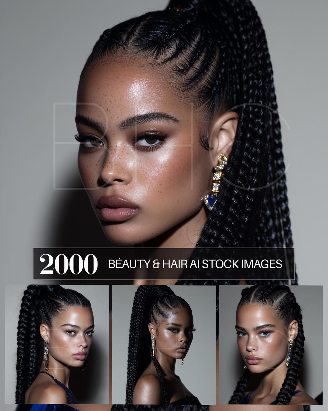 Braid Hair Model Stock Photos for Wig Business Realistic Black Ai Hair ...