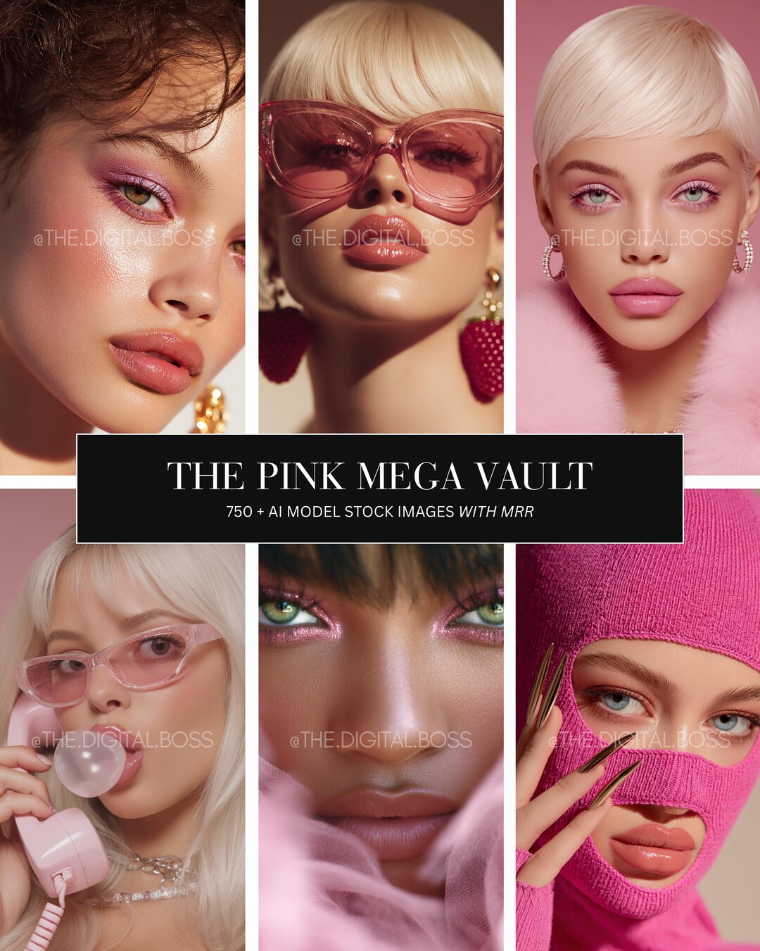 Pink Valentine Vault Stock Photos | Pretty Faceless AI Beauty & Hair ...