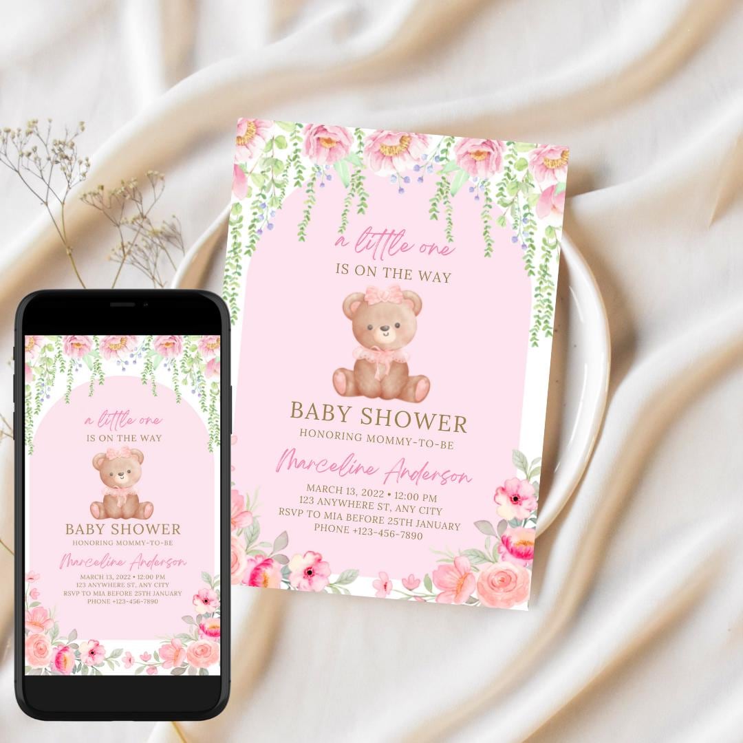 Editable Little One Pink Baby Shower Invitation | Baby Shower ...